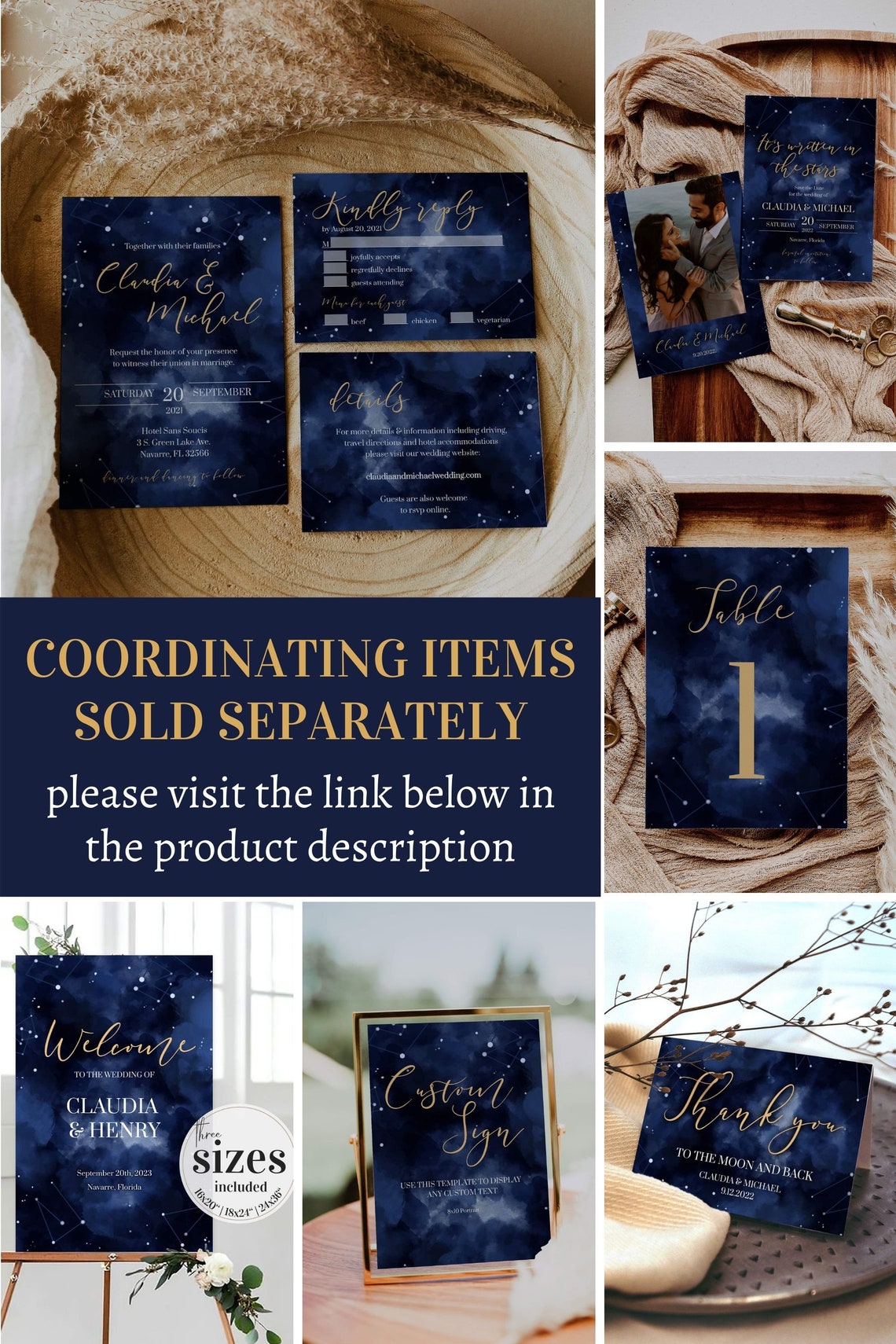 Table Numbers Sign Printable Template for Celestial Wedding - Etsy