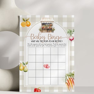 Locally Grown Baby Shower Editable Bingo Cards, Farmers Market Stand ...