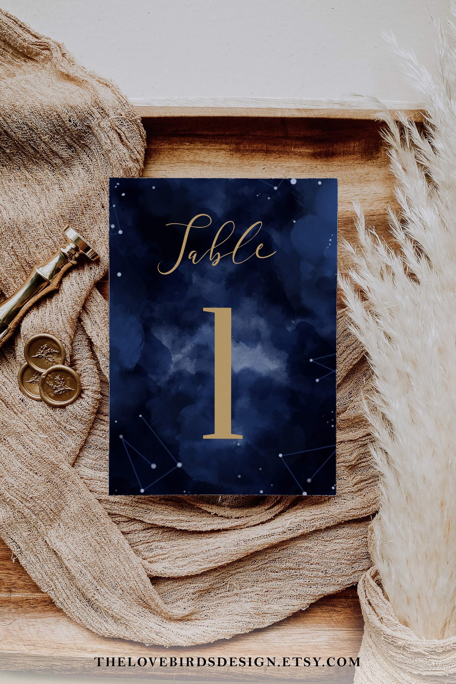 Celestial Table Numbers Sign Template for Starry Night Wedding | Etsy