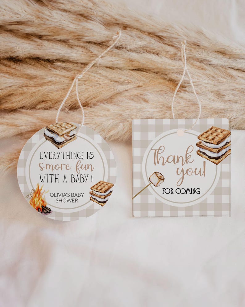 Smores Tags Label and Sticker for Camping Birthday Smores Themed Baby ...