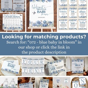 Downloadable Bar Menu Blue Babyshower Menu Wildflower Baby in Bloom ...