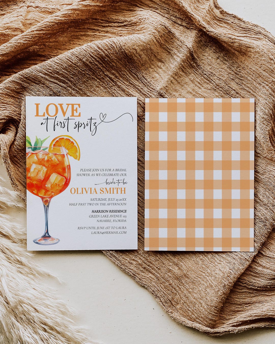 Love at First Spritz Themed Bridal Shower Invite Bach Weekend Itinerary ...