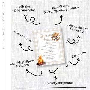 Smores Bar Menu Sign Printable Smores Station Sign for Camping Outdoor ...
