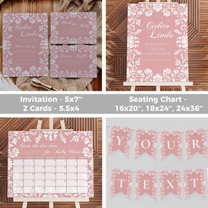 Cielito Lindo Baby Shower Bundle Pink, Editable Vintage Mexican ...