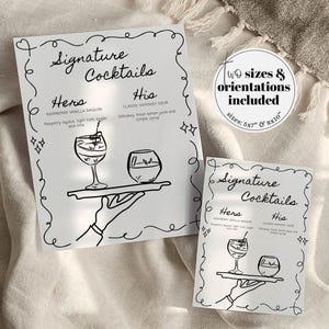 Doodle Signature Cocktail Menu, Hand Drawn Scribble Bar Menu for ...