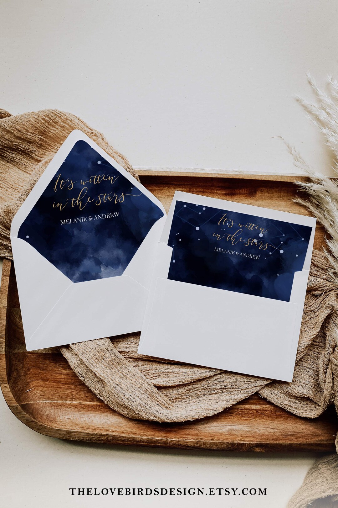 Celestial Envelope Liner Template for Wedding Instant Download, Starry ...