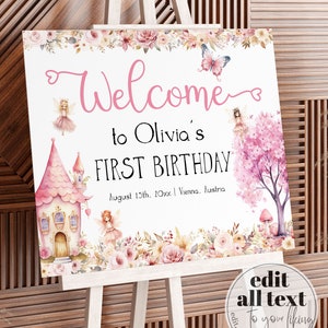 Large Fairy Welcome Sign for Fairytale First Birthday or Butterfly Baby ...