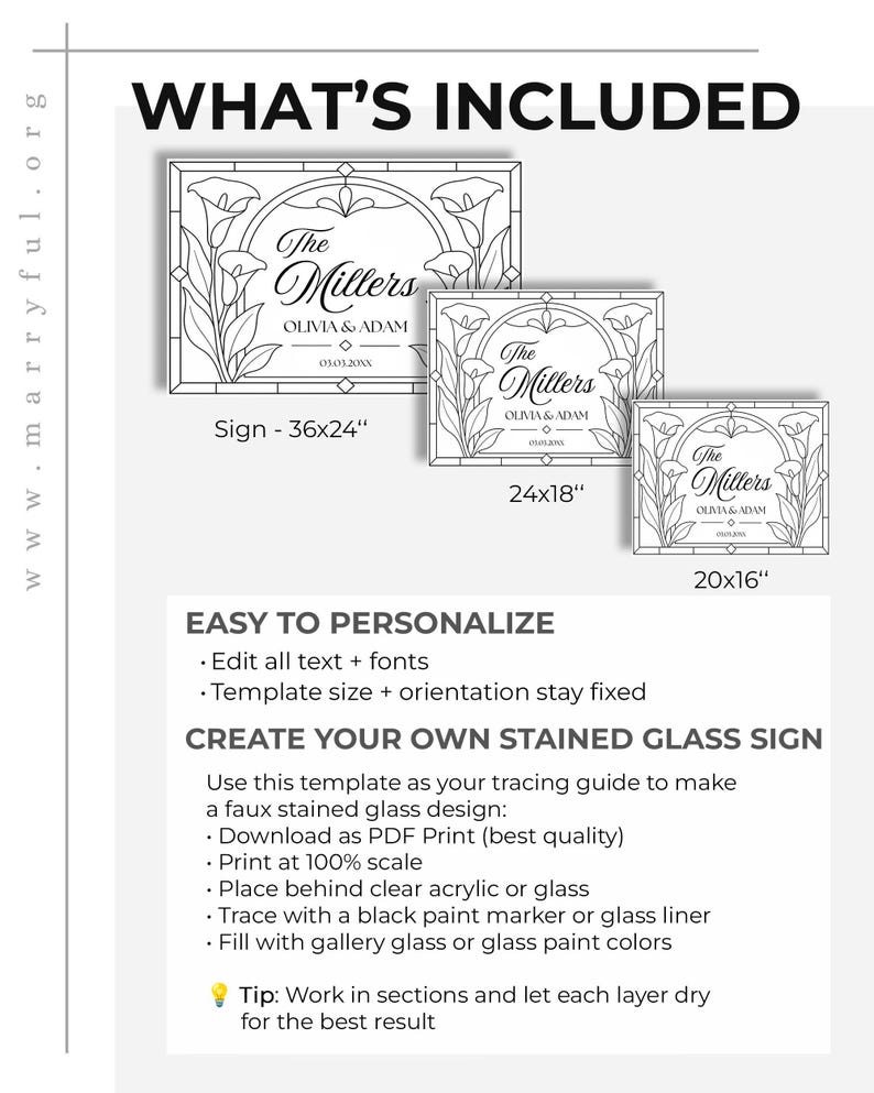 Last Name Wedding Sign, Faux Stained Glass Wedding Welcome Template ...