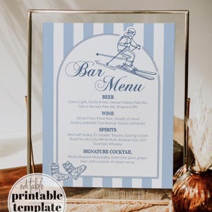 Après Ski Bar Menu Sign Template, Winter Cocktail Snowflake Drinks Sign ...
