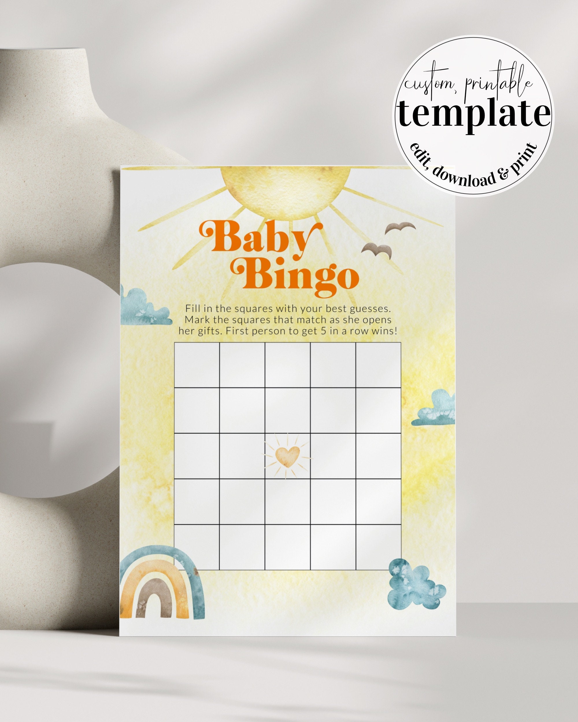 Personalized Baby Bingo Cards Template
