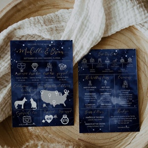 Celestial Wedding Newspaper Program With Timeline and Itinerary Under the Moon and Stars ...