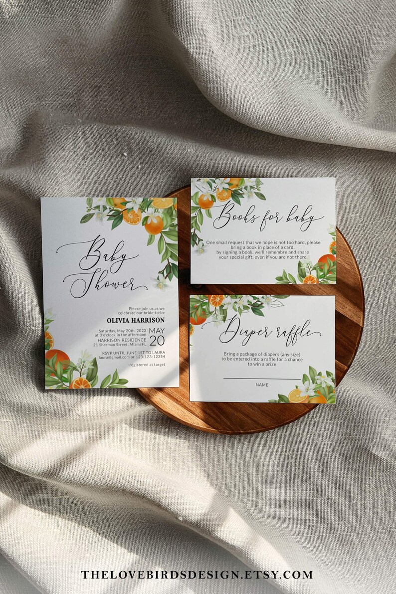 Citrus Baby Shower Invitation Editable Oranges Baby Shower - Etsy