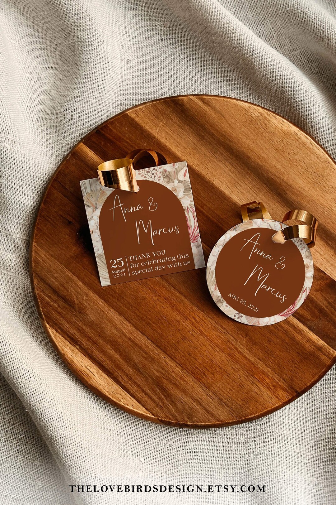 Rust Wedding Favor Tags and Stickers, Rust Pampas Grass Wedding Thank ...