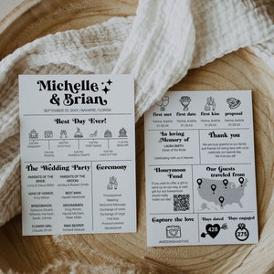 Retro Wedding Program Template With Timeline Itinerary and Fun ...