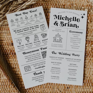 Retro 70s Wedding Program Template Funky Ceremony Timeline Printable ...