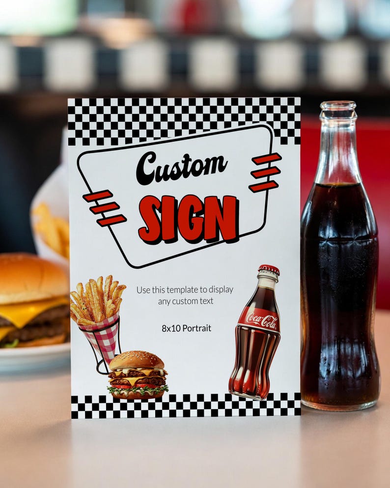 Custom Ready to Pop Baby Shower Welcome Sign Template, Retro Diner Soda ...