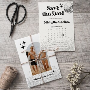 Disco Wedding Save the Date Calendar, Groovy 70s Wedding Celebration ...
