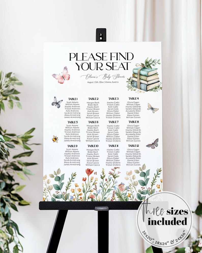 Storybook Seating Chart Template, Book Theme Find Your Seat Library ...