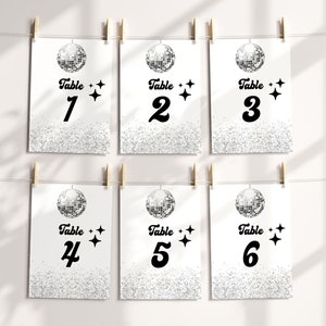 Editable Let's Disco Table Numbers Sign | Groovy 70s Disco Ball Table ...