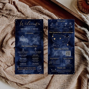 Celestial Wedding Programs | Moon Wedding Program Template for Starry Night Ceremony| Newspaper ...
