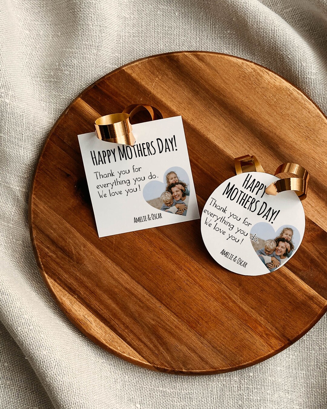 Editable Mothers Day Gift Tag for Mom, Personal Photo Gift Basket Tag ...