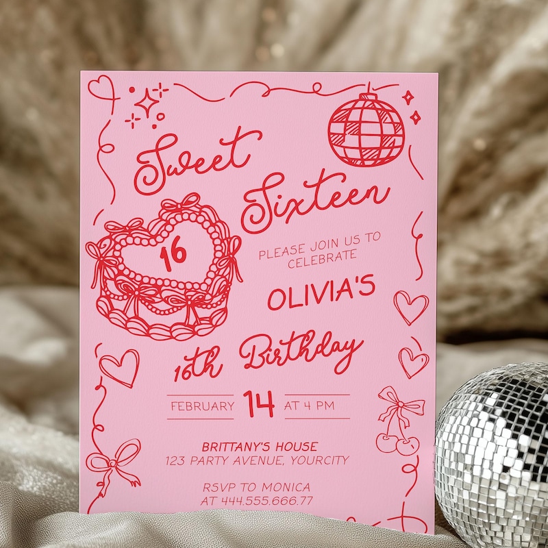 Heart Sweet 16 Invite - Etsy