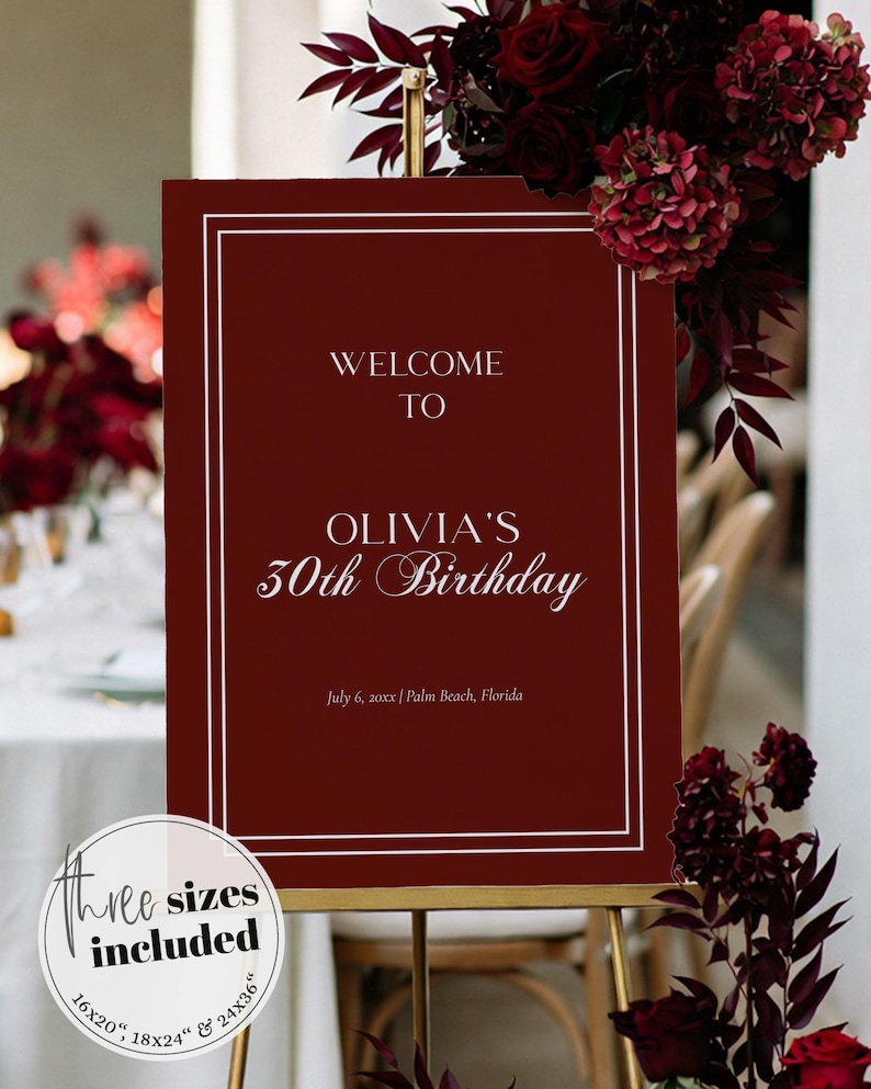 Old Money Welcome Sign, Burgundy Velvet Martini Mob Wife Party Decor ...