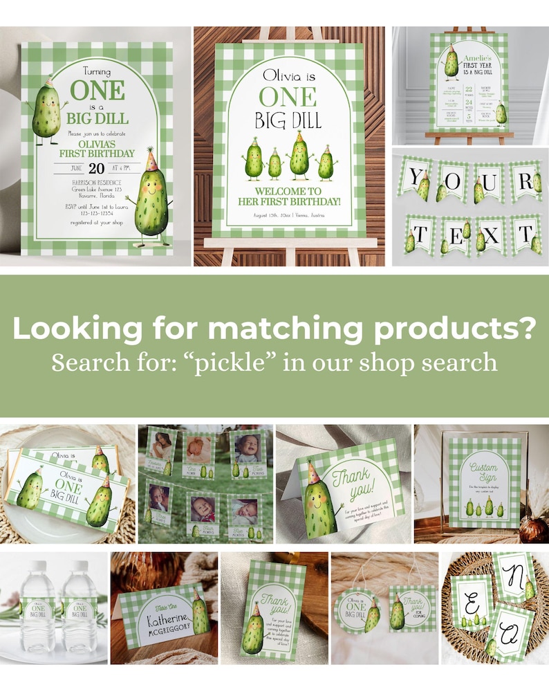 Pickle Favor Tags, One Big Dill First Birthday Labels Stickers Cupcake ...