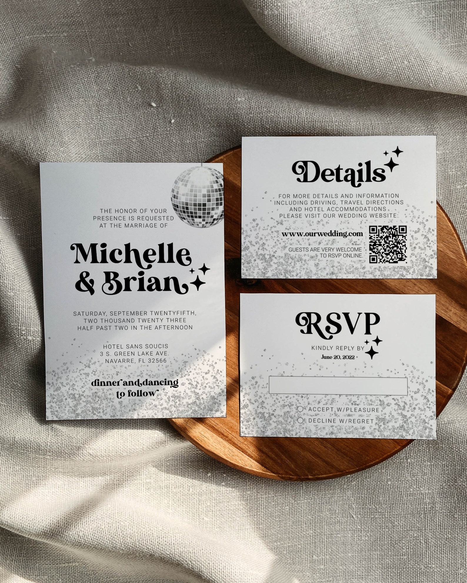Disco Wedding Invitation Template for a Retro Wedding in 70s Style ...