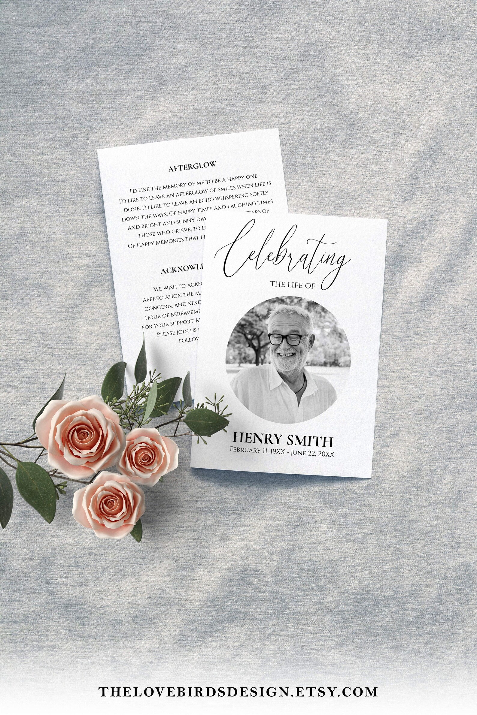 Funeral Program Template Celebration of Life Invitation With | Etsy