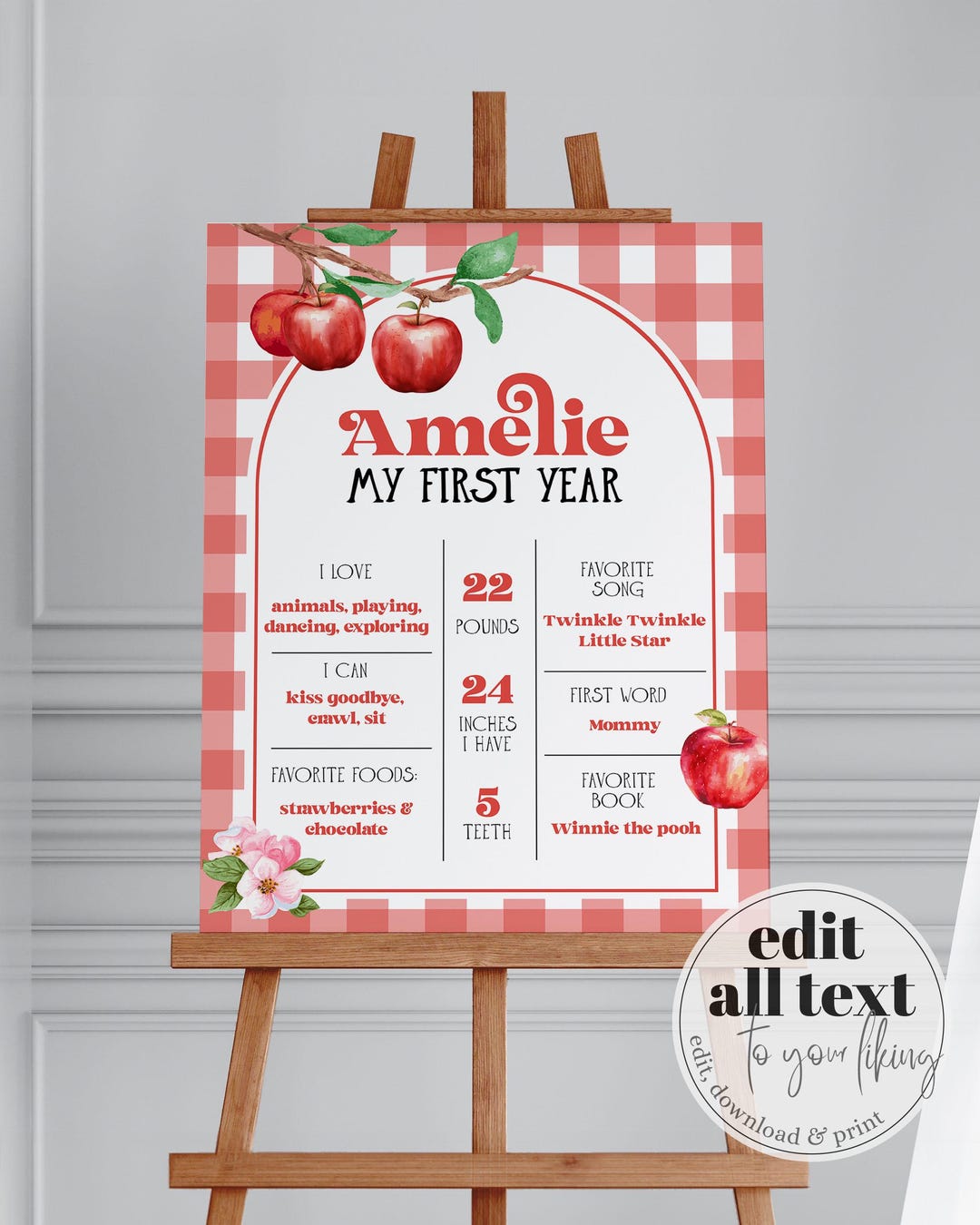Apple of Our Eye Milestone Sign, Apple 1st Birthday Decorations, Apple ...