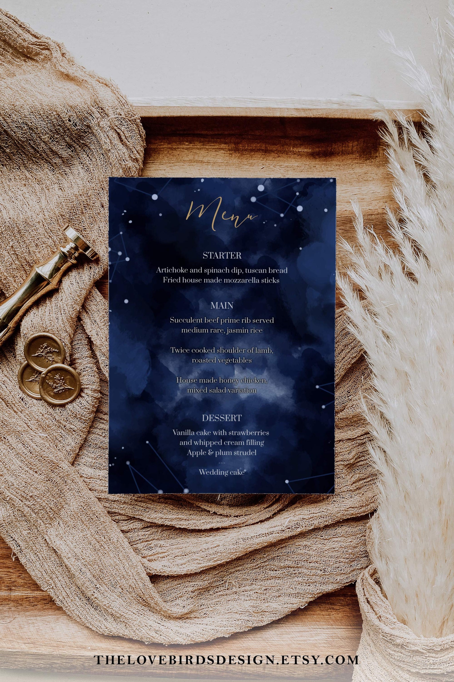 Starry Night Wedding Menu Card Template for Celestial Witchy - Etsy Canada