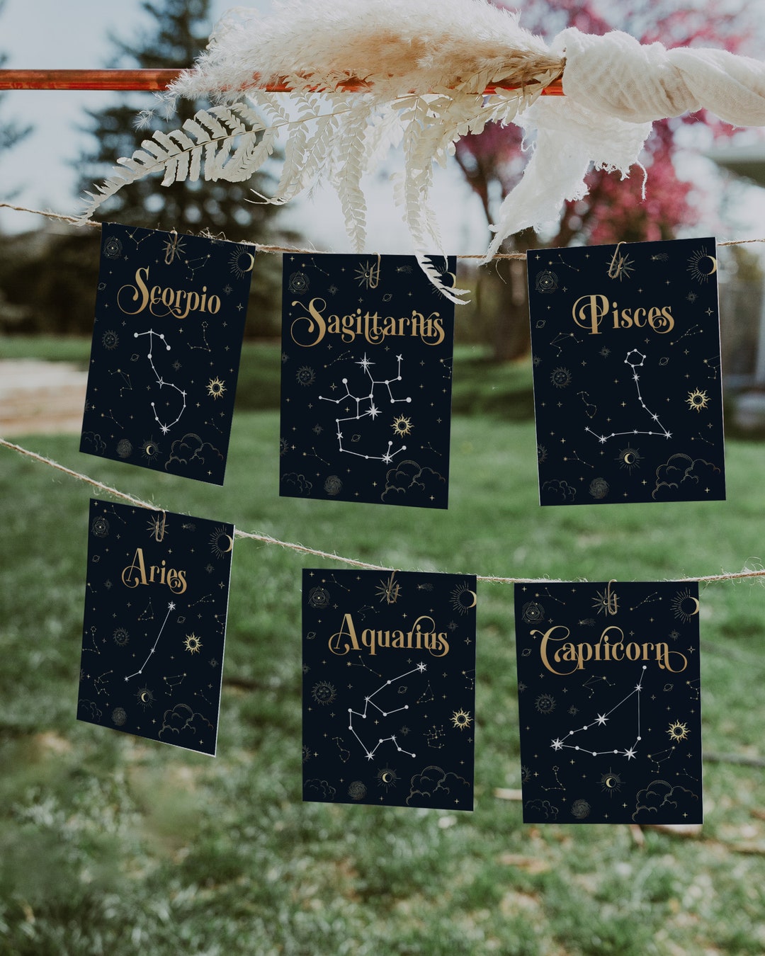 Celestial Wedding Decor, Constellation Table Numbers With 12 Zodiac ...