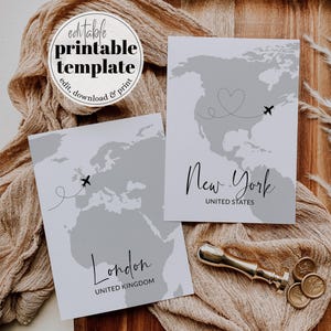 Travel Table Numbers Template, Destination Wedding Seating Cards ...