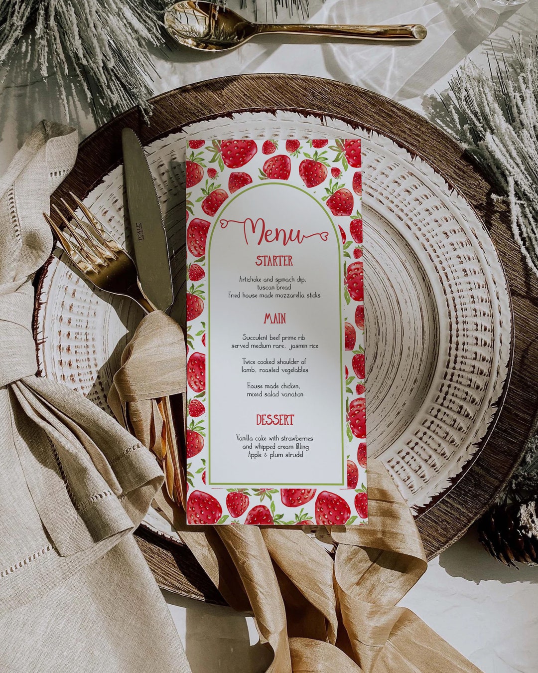 Editable Berry Sweet Menu Card Template for Berry First Birthday or ...