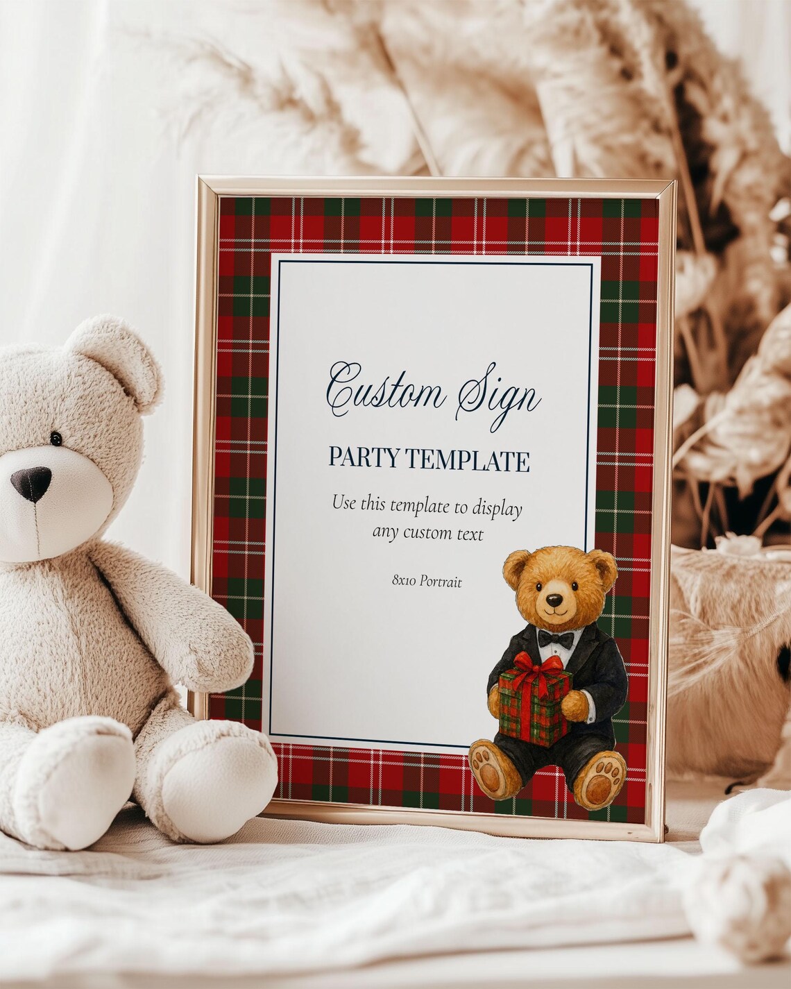 Christmas Teddy Bear Baby Shower Sign Template, Vintage Polo Winter ...