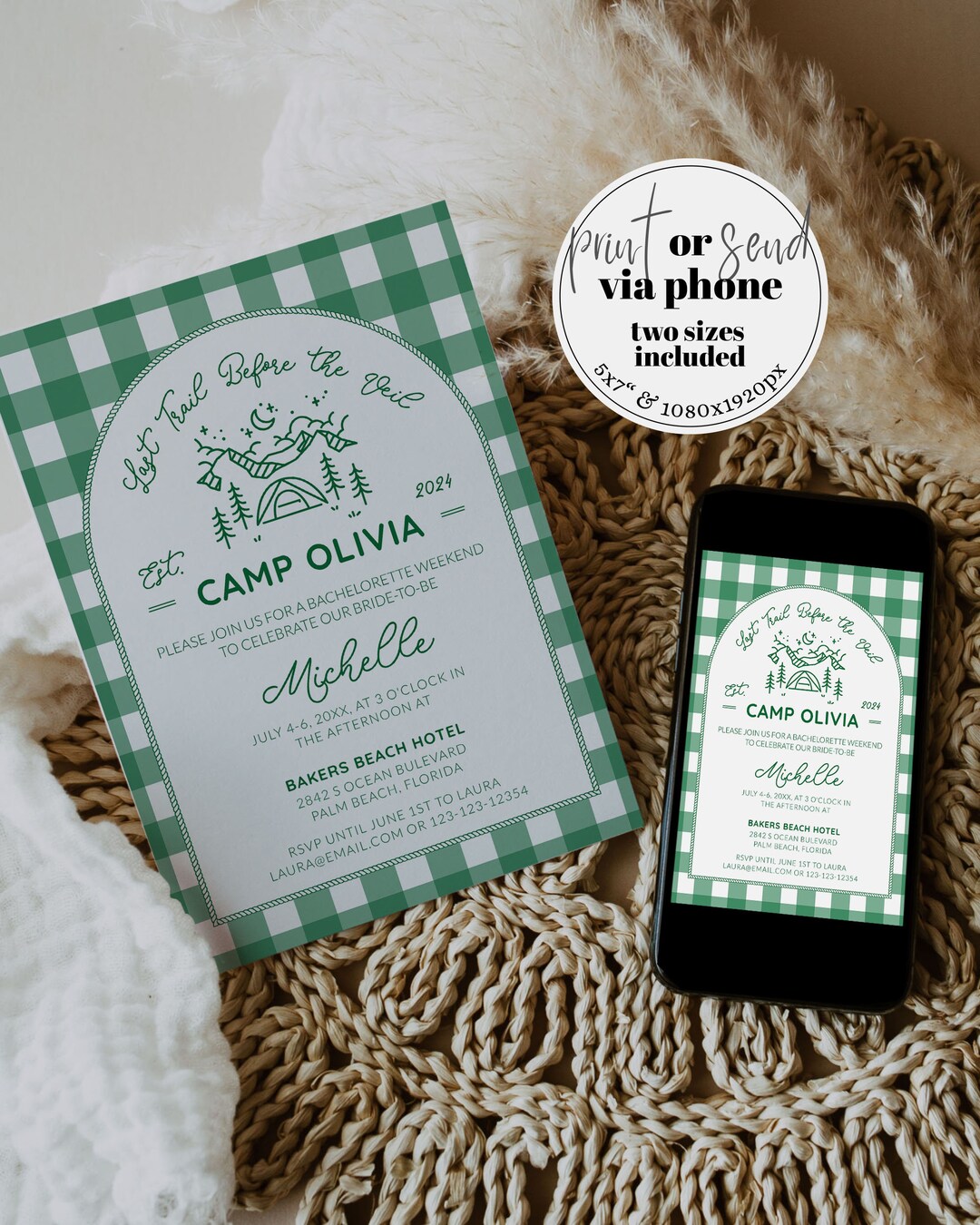 Camping Bachelorette Itinerary and Camp Invitation for Last Trail ...