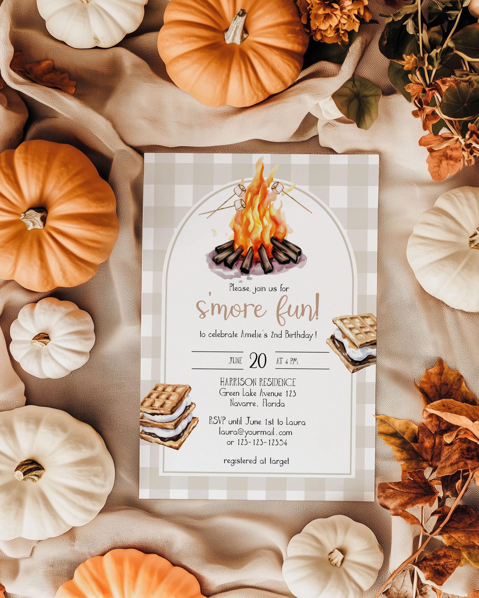 Smores Birthday Invitation, Camping Bonfire Marshmallow Party Template ...