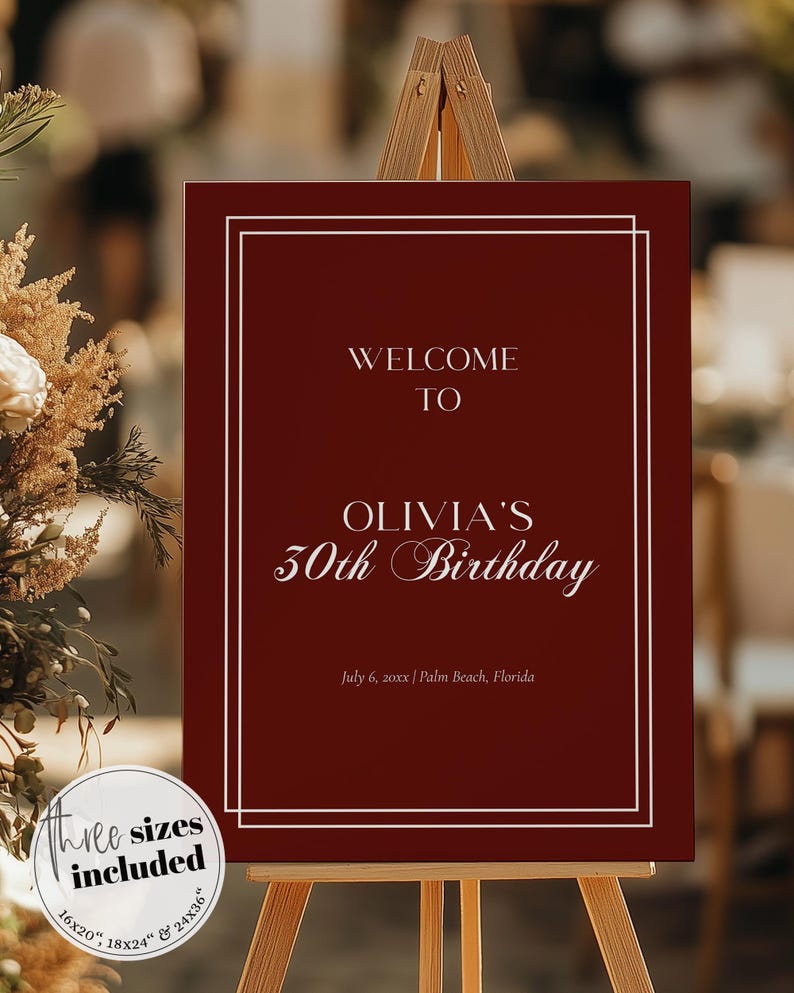 Old Money Welcome Sign, Burgundy Velvet Martini Mob Wife Party Decor ...