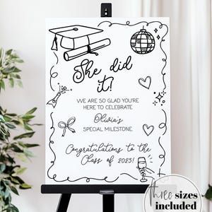 Graduation Party Welcome Sign Class of 2025 Hand Drawn Wavy Frame ...