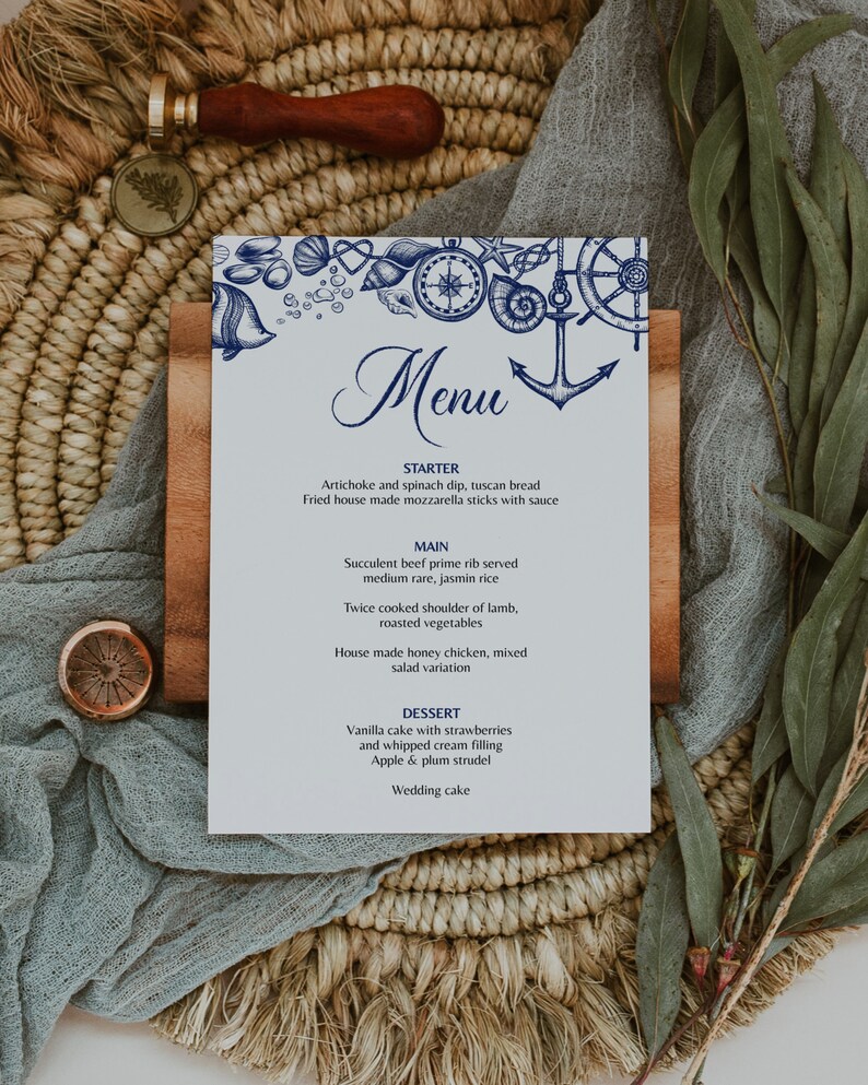 Menu Card Printable Template for Destination Wedding - Etsy