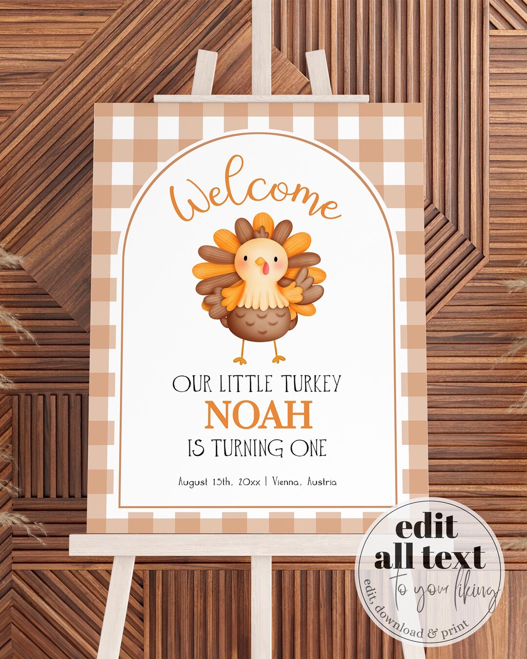 Little Turkey Welcome Sign Template, Thanksgiving Fall First Birthday ...