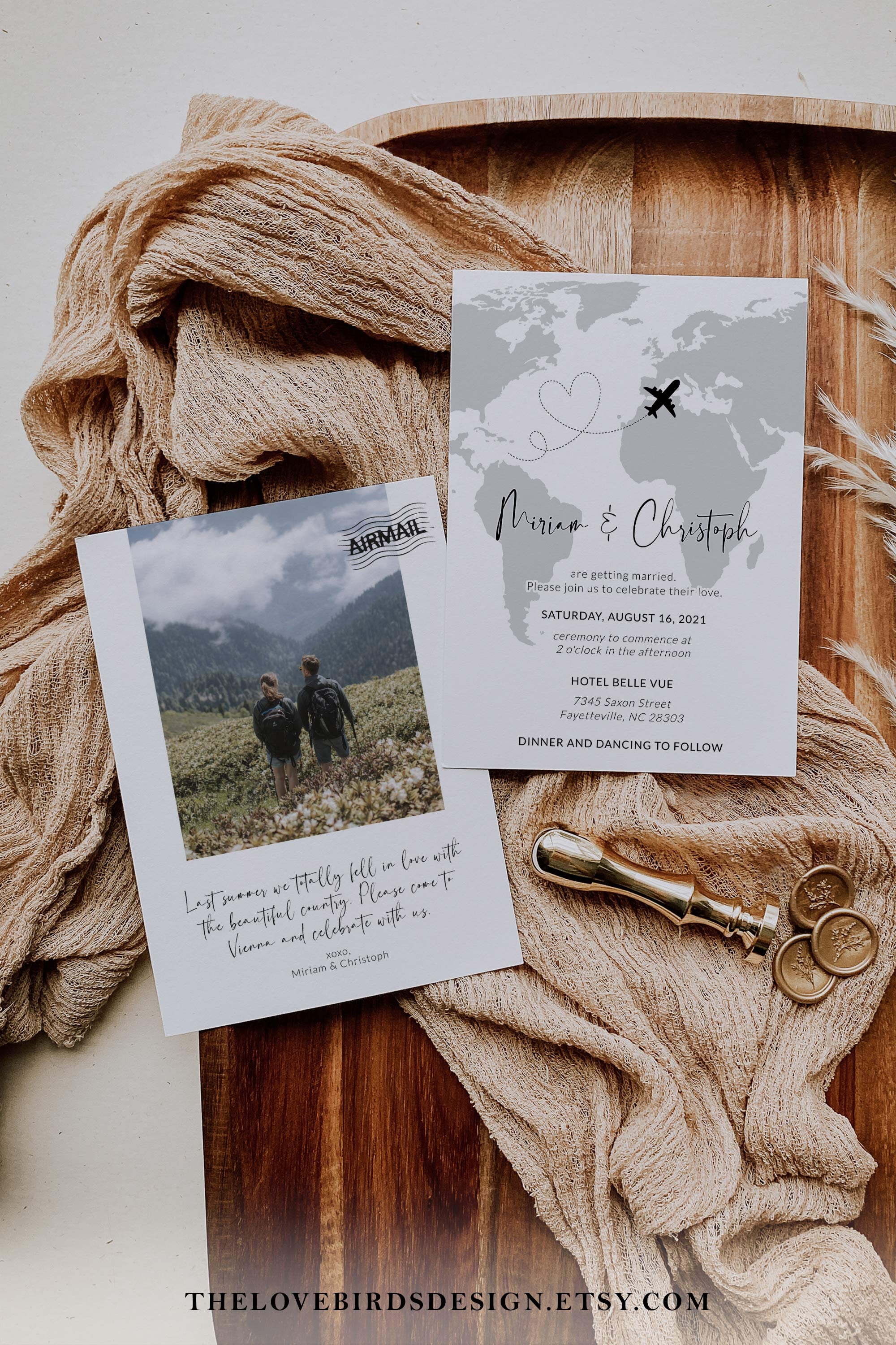 Destination Wedding Invitation Template for Travel Wedding | Etsy