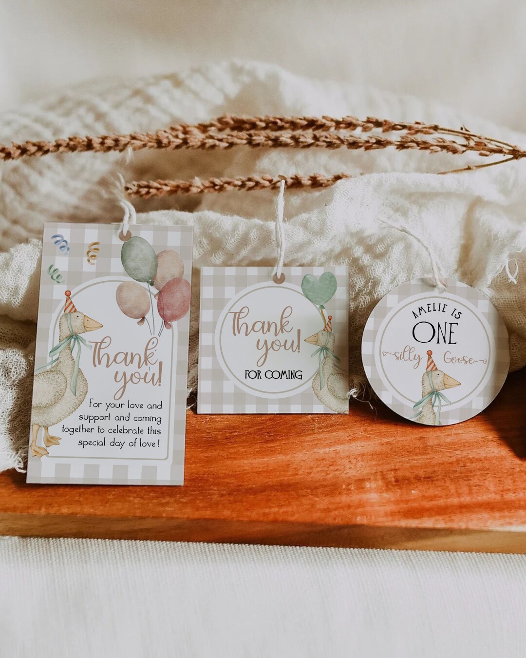 One Silly Goose Favor Tag Template, Boys First Birthday Thank You ...