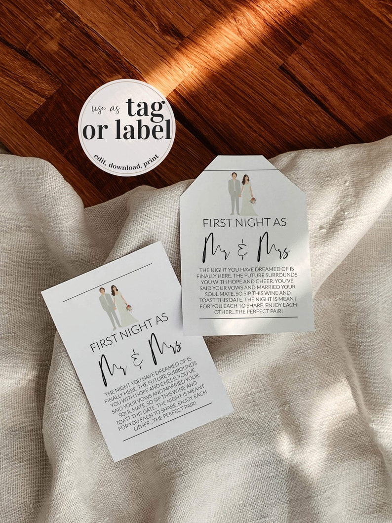 Marriage Milestone Wine Tag Template, Year of Firsts First Anniversary ...