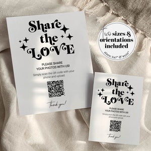 QR Code Sign "share the Love" for 70s Themed Retro Wedding | Capture ...