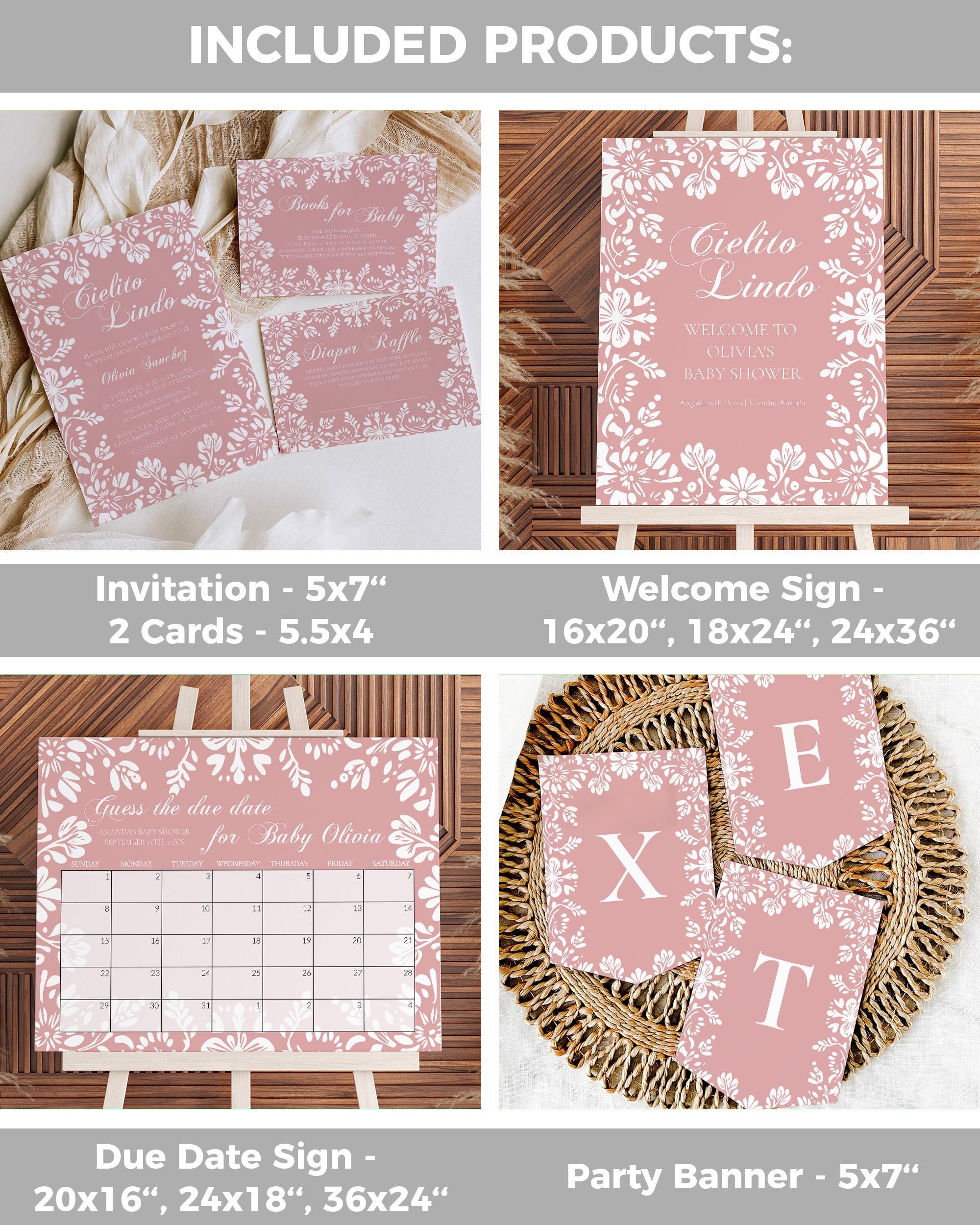 Cielito Lindo Baby Shower Bundle Template, Pink Mexican Fiesta ...