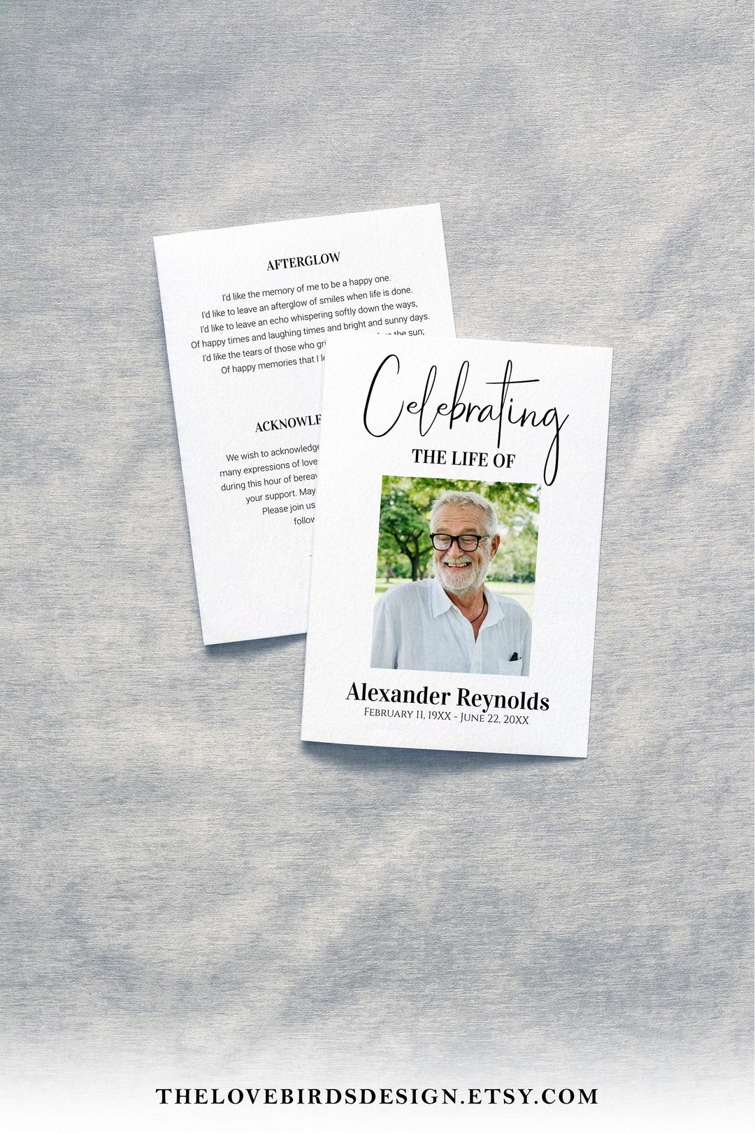 Celebration of Life Program Template Man or Woman Editable - Etsy