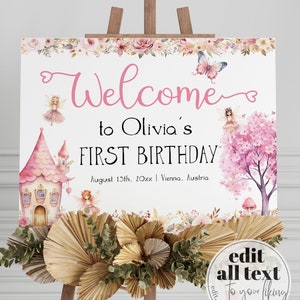 Large Fairy Welcome Sign for Fairytale First Birthday or Butterfly Baby ...