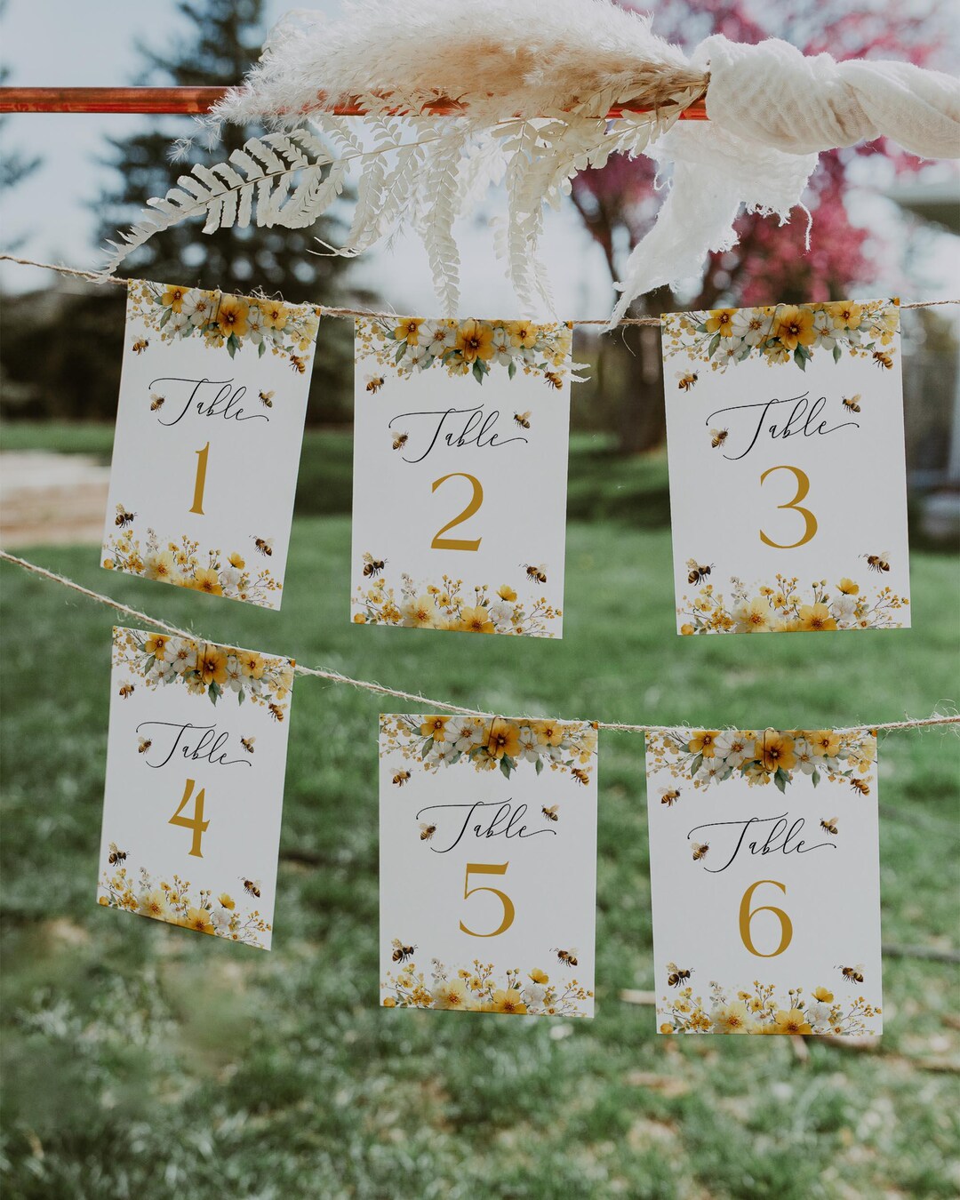 Honey Bee Table Numbers Template, Bumble Bee Wedding Reception Decor ...